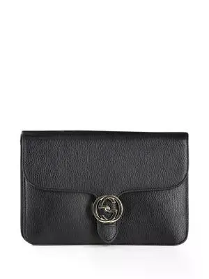 Gucci Interlocking G Pebbled Leather Shoulder Bag - Black