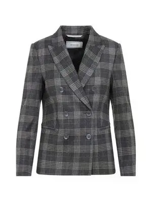Peserico Double-breasted Check-pattern Blazer - Grey
