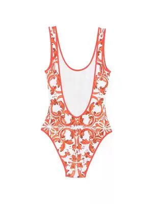Dolce & Gabbana Maiolica Scoop-neck Swimsuit