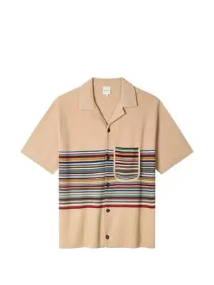 Paul Smith Beige Organic Cotton Signature Stripe Knitted Shirt