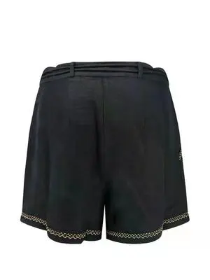SCARLETT POPPIES Vareli Appliqué-detailed Linen Shorts