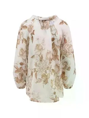 LAVI COUTURE Afrodite Floral-print Puff-sleeve Shirt