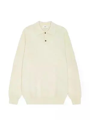 LES DEUX Textured-knit Polo Shirt - White