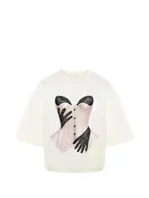 HAMZA Lace-print T-shirt - White