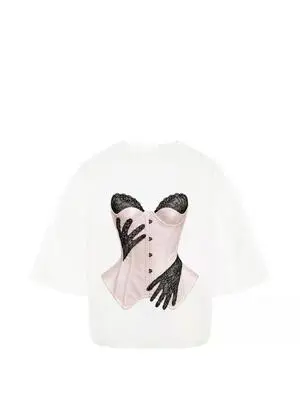 HAMZA Lace-print T-shirt - White