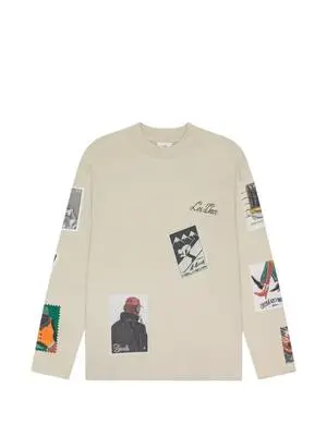 LES DEUX Stamp-print Long-sleeve T-shirt - Neutrals