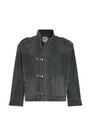 FOUND Lobster-clasp Epaulette Denim Jacket - Black