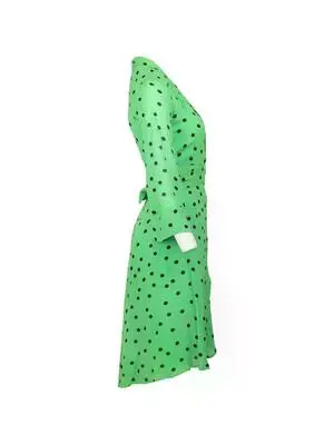 GANNI Polka Dot Wrap Dress - Green