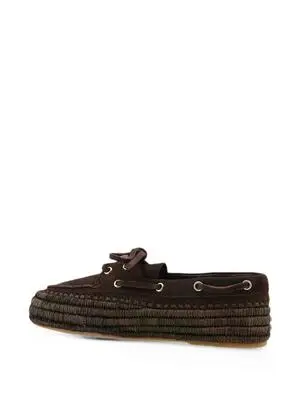 PALOMA BARCELO Penelope Suede Raffia Loafers - Brown