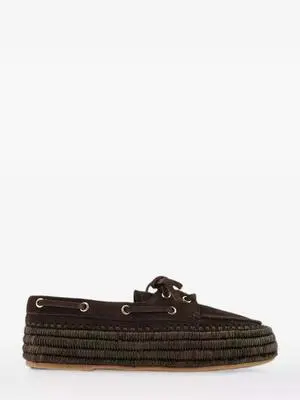 PALOMA BARCELO Penelope Suede Raffia Loafers - Brown
