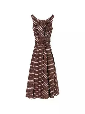 LAVI COUTURE Polka-dot Flared Midi Dress
