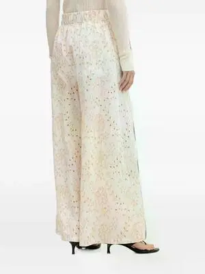 VICOLO Broderie-anglaise Palazzo Pants - White