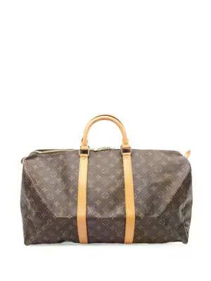 LOUIS VUITTON 1998 50 Keepall Monogram Boston Travel Bag - Brown