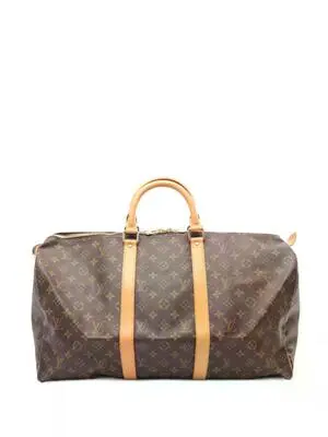 LOUIS VUITTON 1998 Keepall Monogram Boston Travel Bag - Brown