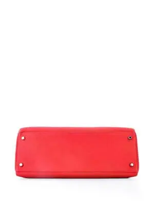 Hermès Kelly Handbag Togo With Palladium Hardware 35 Satchel - Red