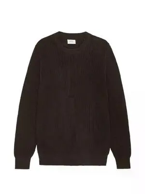 LES DEUX Ribbed-knit Crew-neck Sweater - Brown