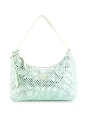 Prada Re-edition 2000 Crystal Embellished Satin Mini Hobo Bag