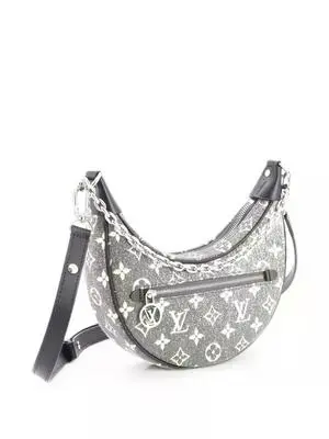 LOUIS VUITTON Monogram Jacquard Denim Loop Hobo Bag - Black