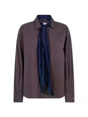 Sacai Pussy-bow Long-sleeve Shirt - Brown