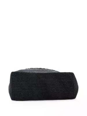 Saint Laurent Logo Supple Embroidered Raffia Tote Bag