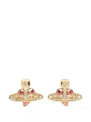 VIVIENNE WESTWOOD Tone Heart Motif Crystal Embellished Orb Stud Earrings