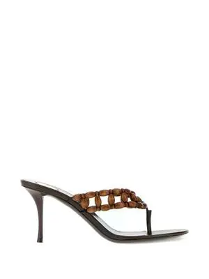 Saint Laurent Zina Beaded Thong Sandals - Brown