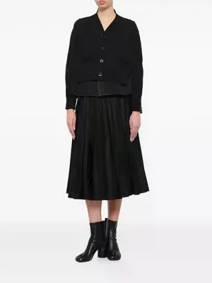 Sacai V-neck Cardigan With Denim Paneling