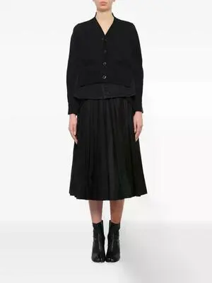Sacai V-neck Cardigan With Denim Paneling