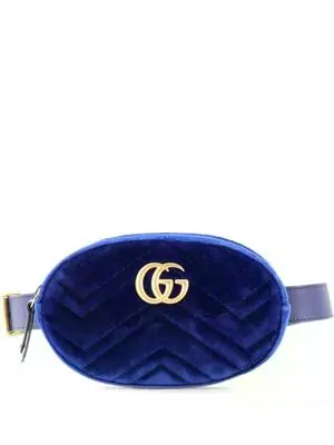 Gucci Gg Marmont Matelasse Velvet Belt Bag - Blue