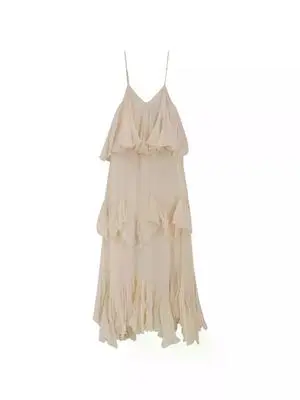 MES DEMOISELLES Calimera Ruffled V-neck Maxi Dress - Neutrals