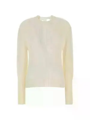 LANVIN Bow-detail Ribbed-cuff Sweater - Neutrals