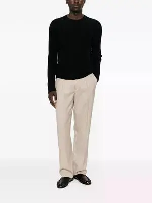 FILERIA Ribbed-trim Crew Neck Sweater - Black