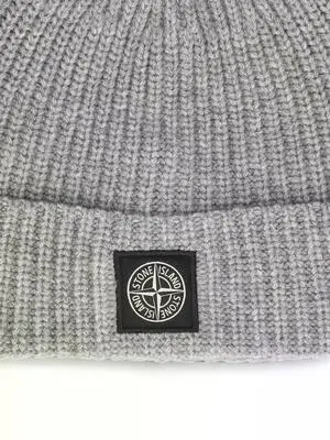 Stone Island Logo-patch Ribbed-knit Beanie Hat