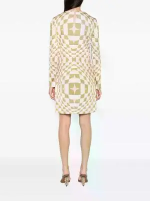 La DoubleJ Geometric Print Long Sleeve Midi Dress