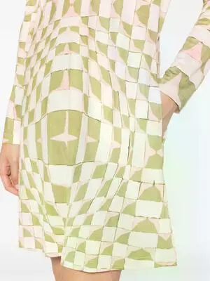 La DoubleJ Geometric Print Long Sleeve Midi Dress