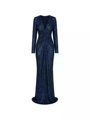 ROSERRY Sequin-embellished V-neck Dress - Blue