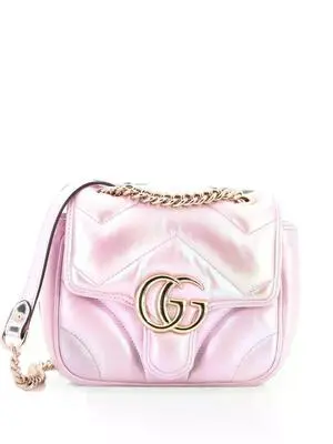 Gucci Gg Marmont Chevron Leather Mini Shoulder Bag - Pink