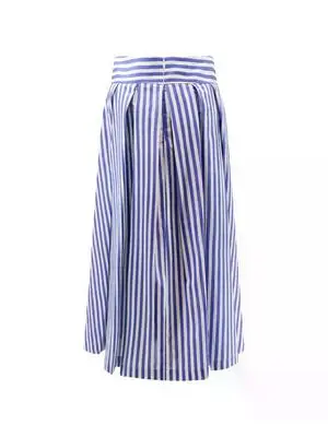 LAVI COUTURE Iris Striped Flared Midi Skirt - Blue