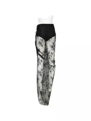 Patrizia Pepe Asymmetric Lace Maxi Skirt - Black