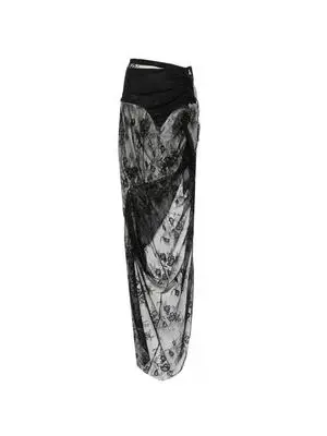 Patrizia Pepe Asymmetric Lace Maxi Skirt