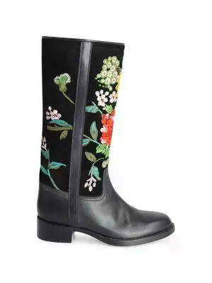 Etro Floral-embroidered Knee-high Boots - Black