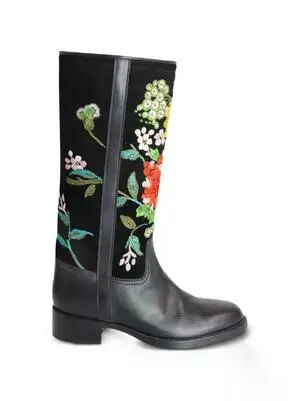 Etro Floral Embroidered Knee-high Boots - Black