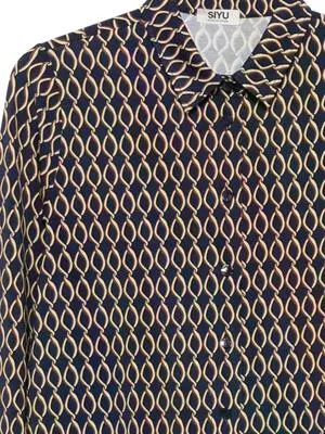 SIYU Geometric Print Button-up Shirt - Blue