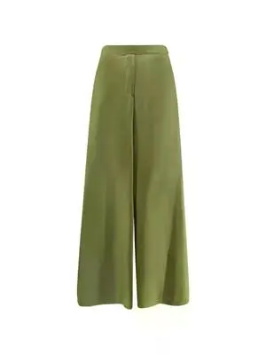 CO.GO Silk Wide-leg Palazzo Pants - Green