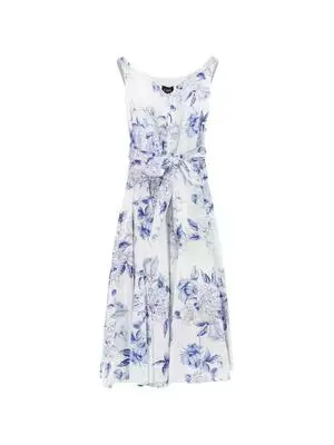 LAVI COUTURE Floral-print Flared Midi Dress - White