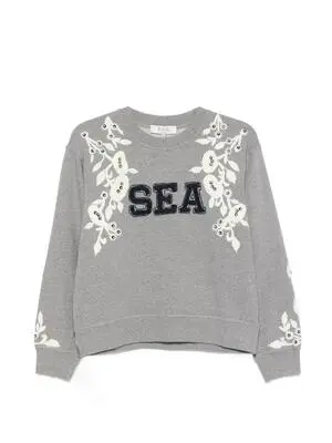 Sea Floral Embroidered Sweatshirt - Grey