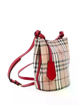 Burberry Lorne Haymarket Coated Canvas Small Bucket Bag - Brown