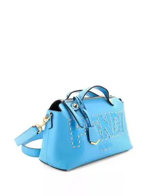 Fendi Logo Stitched Leather Medium Satchel - Blue