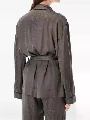 GOLDEN GOOSE Floral-jacquard Belted Jacket - Grey