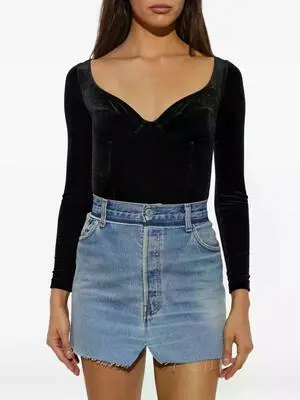 Vetements Velvet Long Sleeve Bodysuit - Black
